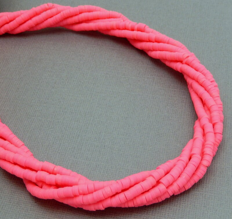 Neon Pink Colored Fimo Disc Bead Strand 4mm Diameter 1 - Etsy