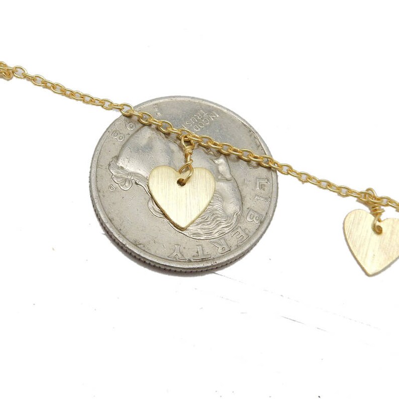 Gold Plated Chain With Dangling Gold 14mm Heart Charms - Etsy