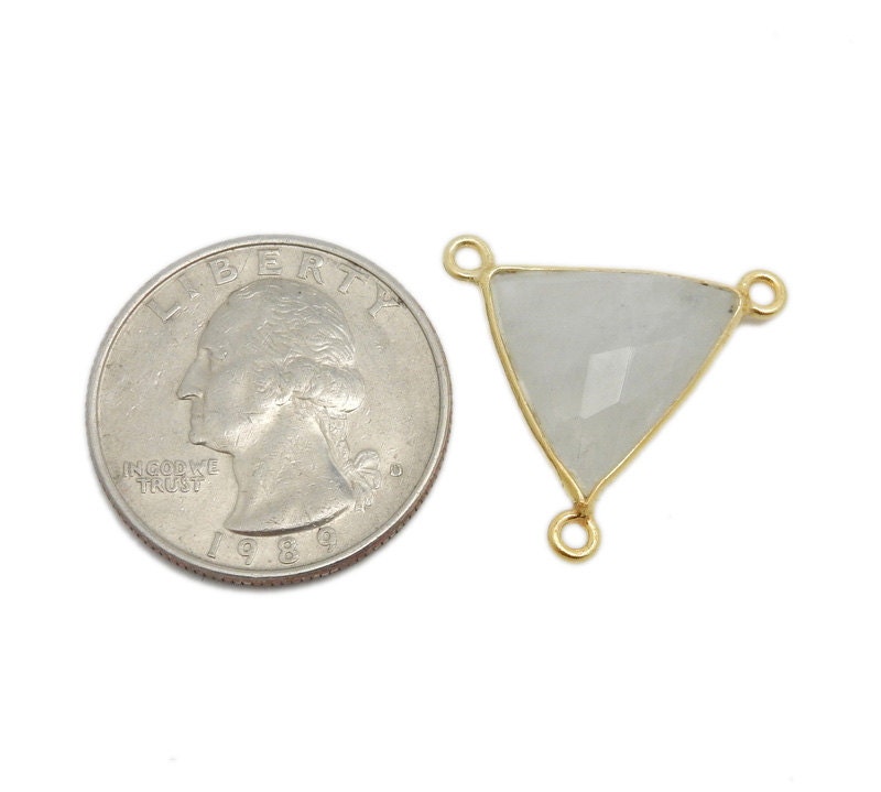 Moonstone Triangle Trillion Bezel Triple Bail Connector - 15mm X 17mm ...