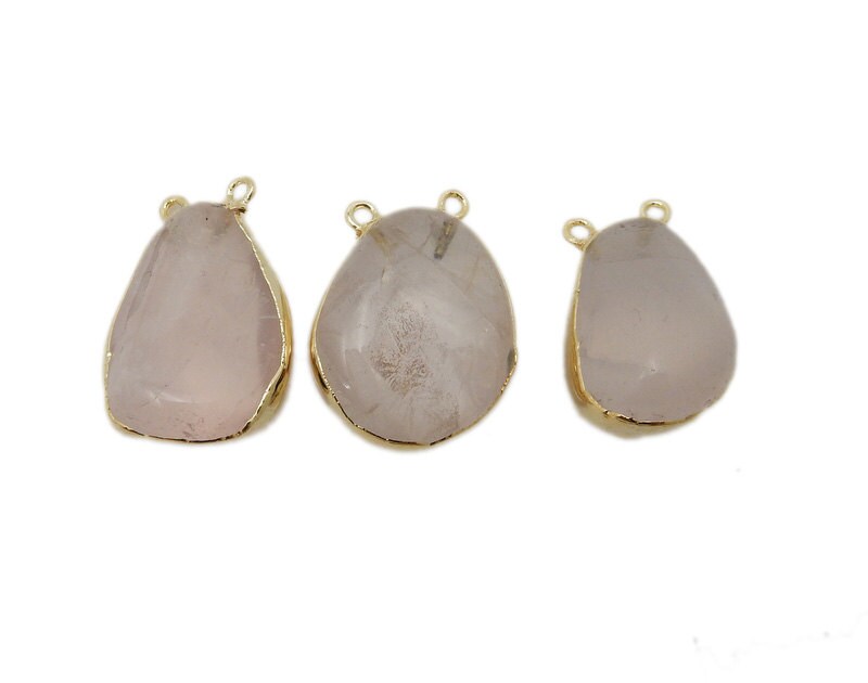 Rose Quartz Tumbled Stone Double Bail Pendant with | Etsy