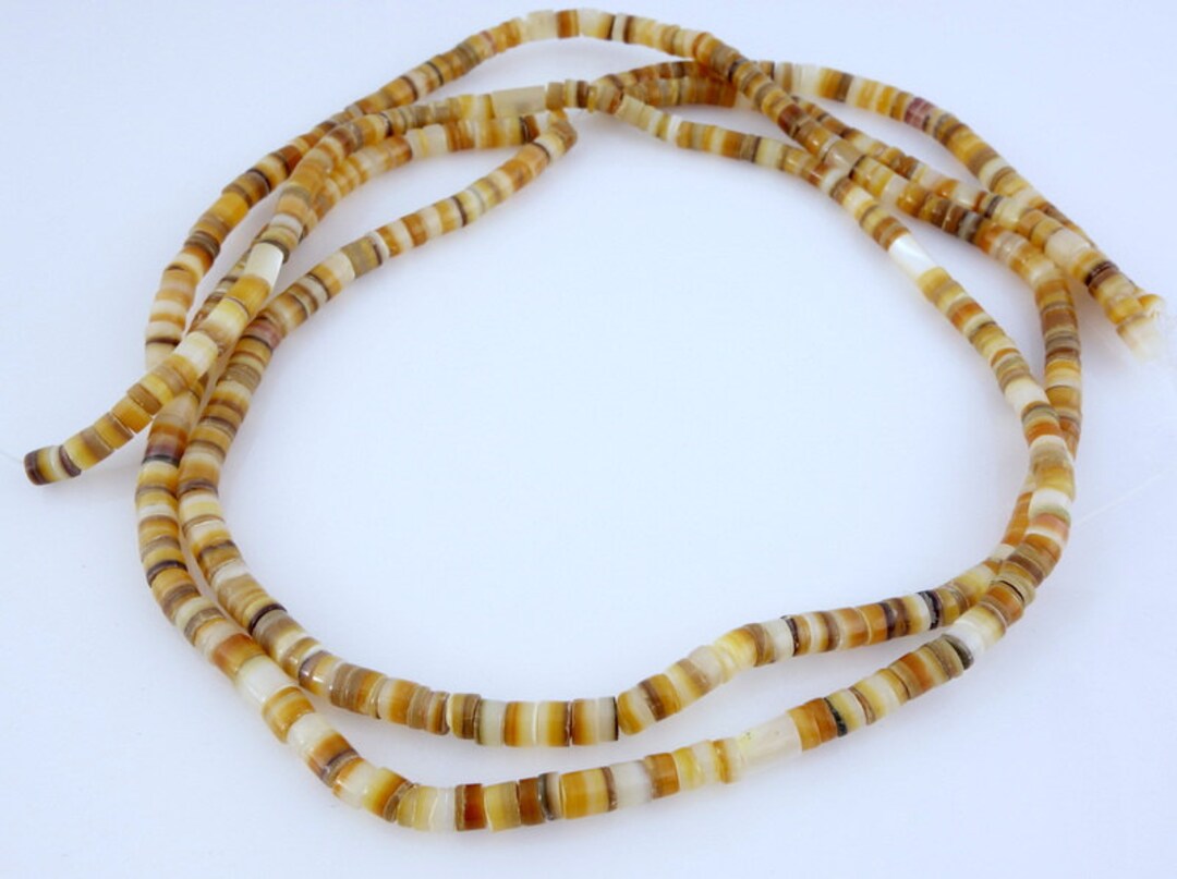 Heishi Shell Beads-- Golden Brown and White Penshell Heishi Beads ...
