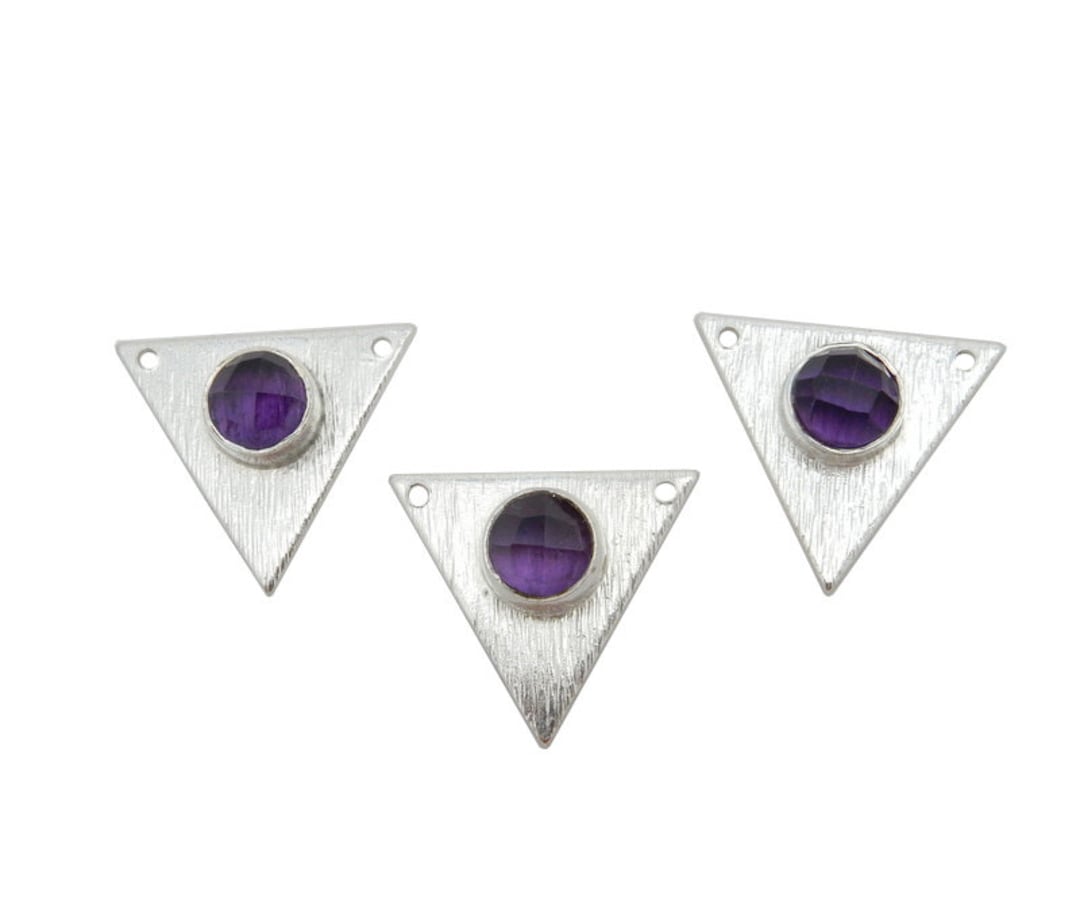 Amethyst Gemstone Triangle -- Sterling Silver Triangle Connector ...