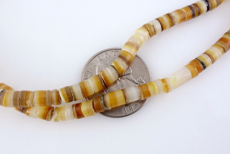 Heishi Shell Beads-- Golden Brown and White Penshell Heishi Beads ...