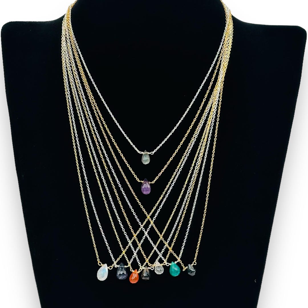 Crystal Gemstone Necklaces Little Gemstone Drop "delight" Necklace ...