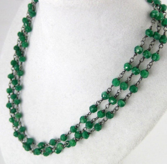 Gemstone Beaded Chain Finished 30 Green Onyx 4mm | Etsy