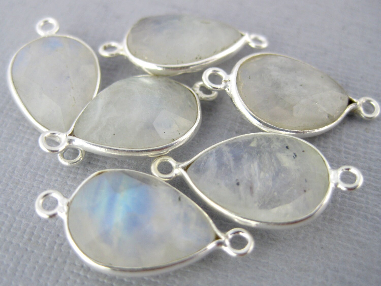 Bezel Connector- Moonstone Station Teardrop Connector - 9mm X 13mm ...