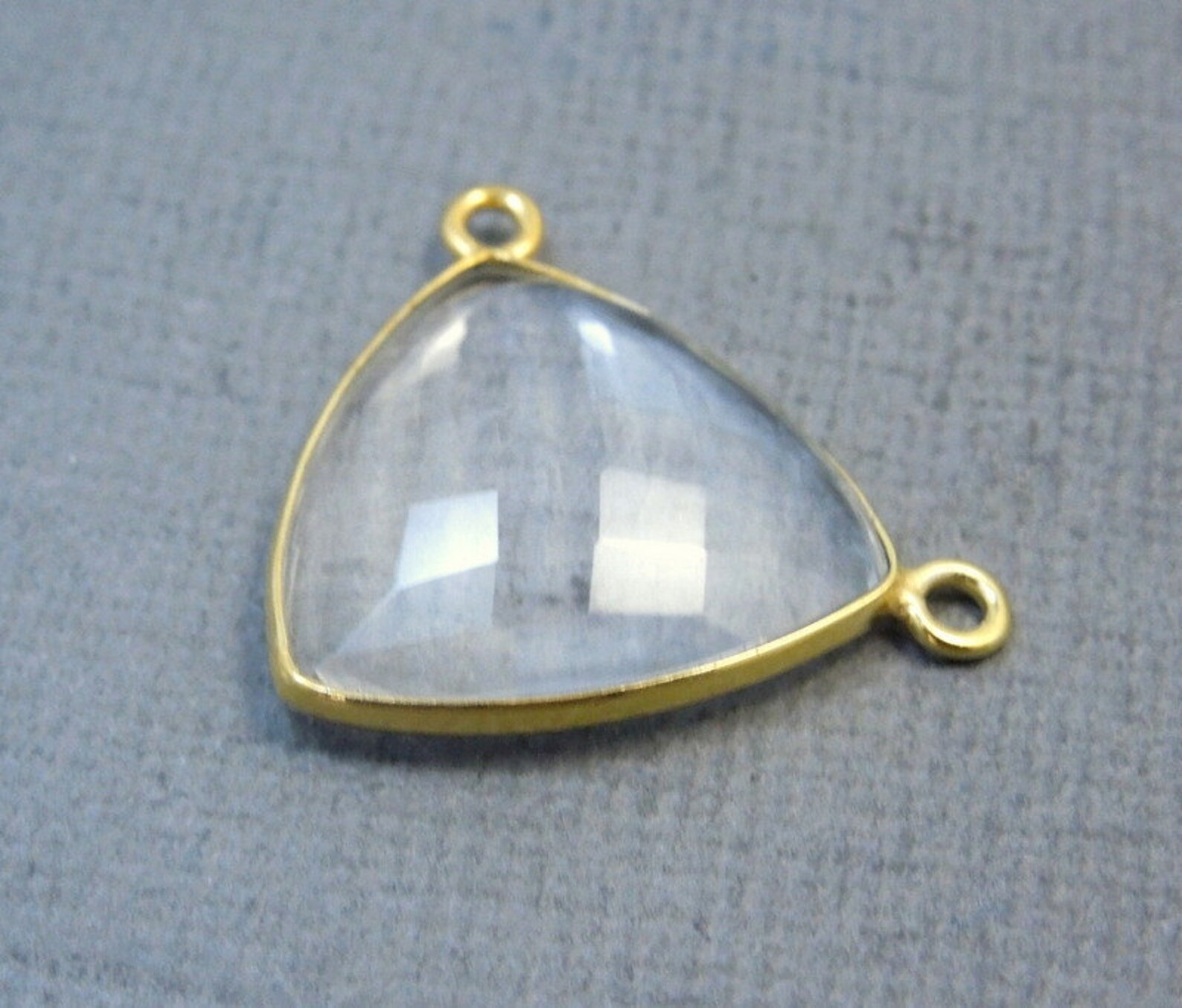 Crystal Quartz Trillion Cut Double Bail Pendant 19mm Gold | Etsy