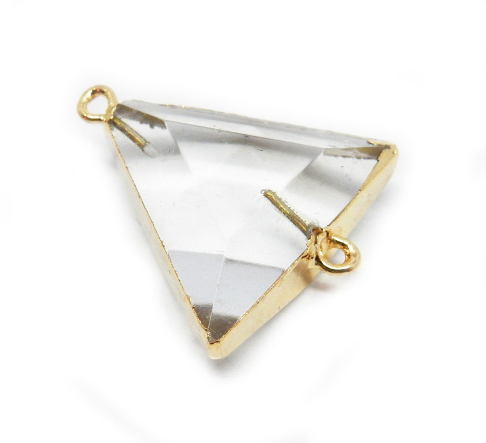 Crystal Quartz Triangle Double Bail Pendant With Electroplated - Etsy