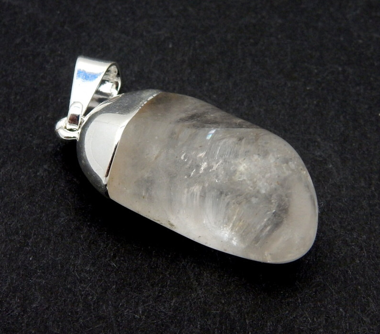 Crystal Quartz Stone Tumbled Pendant Charm with Silver | Etsy