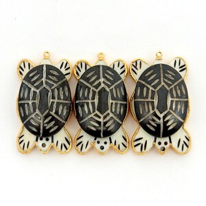 Carved Bone Turtle Pendant With 24K Gold Electroplated Edge and Bail ...