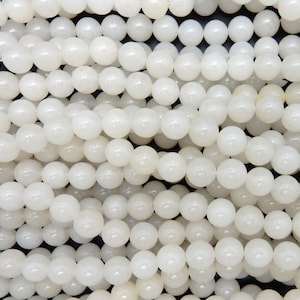 White Quartz Round Beads -- 8mm White Round Bead Strand-- ONE (1 ...