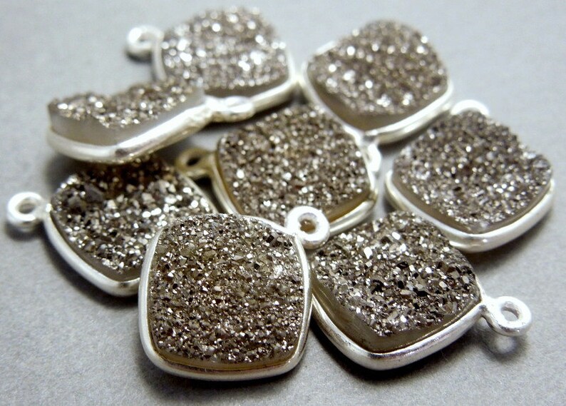 Druzy Charm Pendant 10mm Bronze Color Druzy in a Silver - Etsy