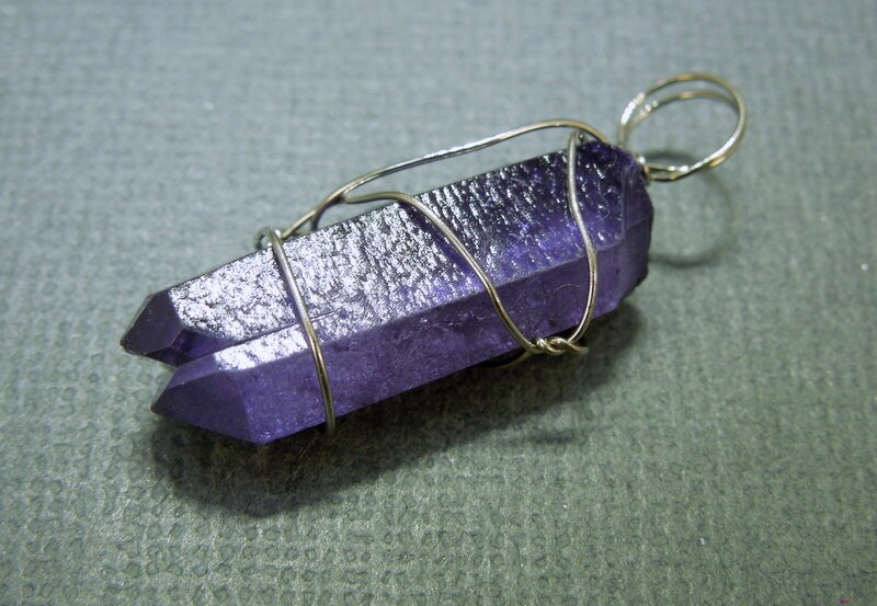 Gemstone Charm Purple Titanium Coated Crystal Quartz Point - Etsy