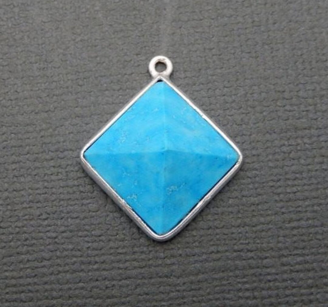 Turquoise Howlite Station Pyramid Pendant - 16mm Sterling Silver Bezel ...