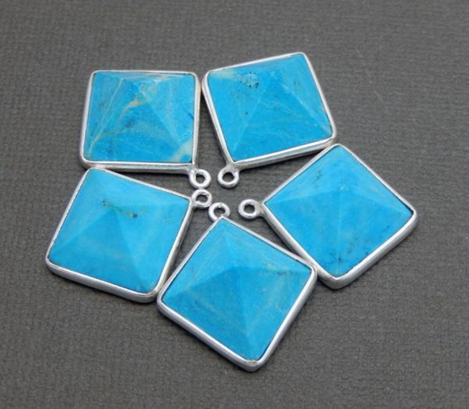 Turquoise Howlite Station Pyramid Pendant 16mm Sterling - Etsy