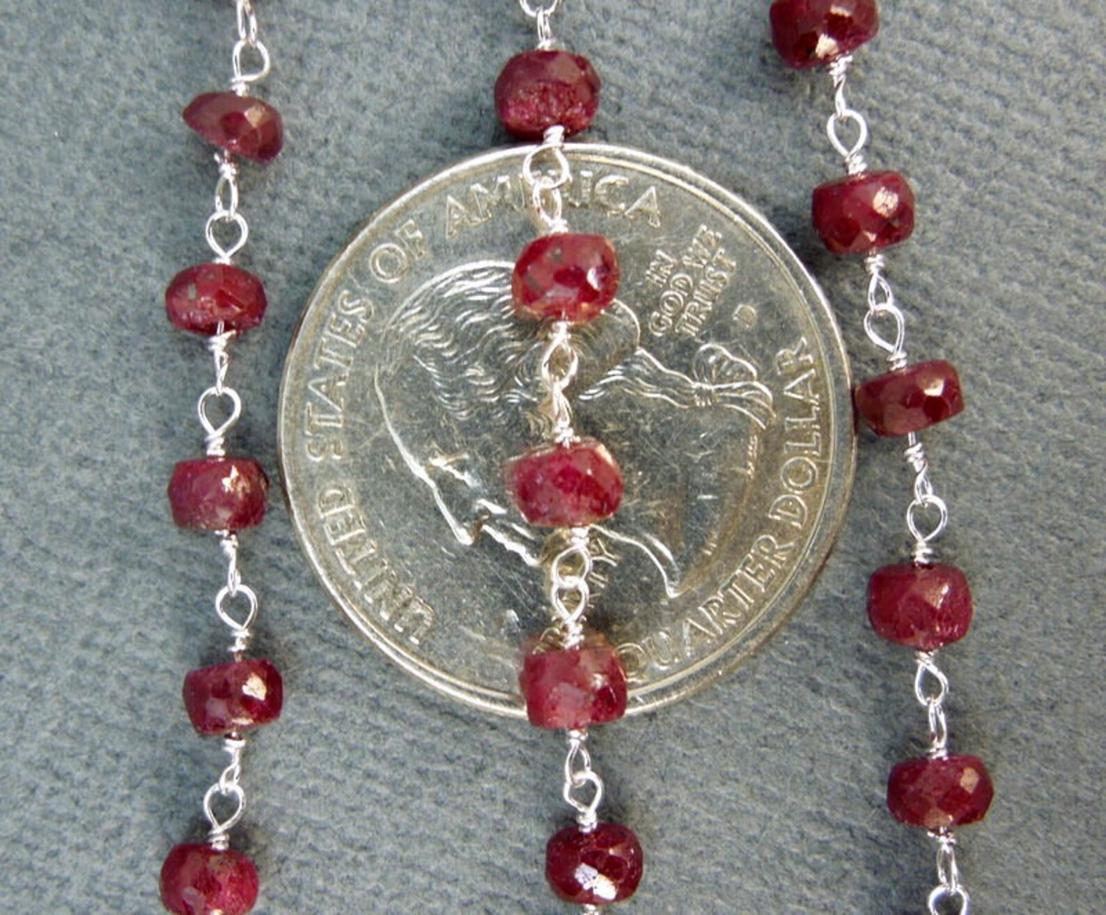 Gemstone Chain Dyed Ruby Wire Wrapped Sterling Silver Chain | Etsy