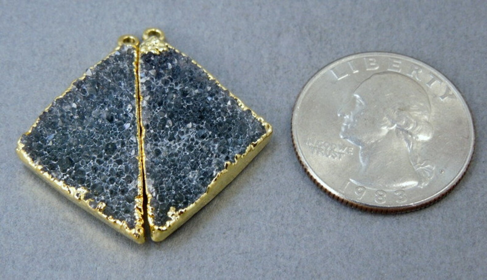 Druzy Triangle Charms Pendants Pair With 24k Gold - Etsy