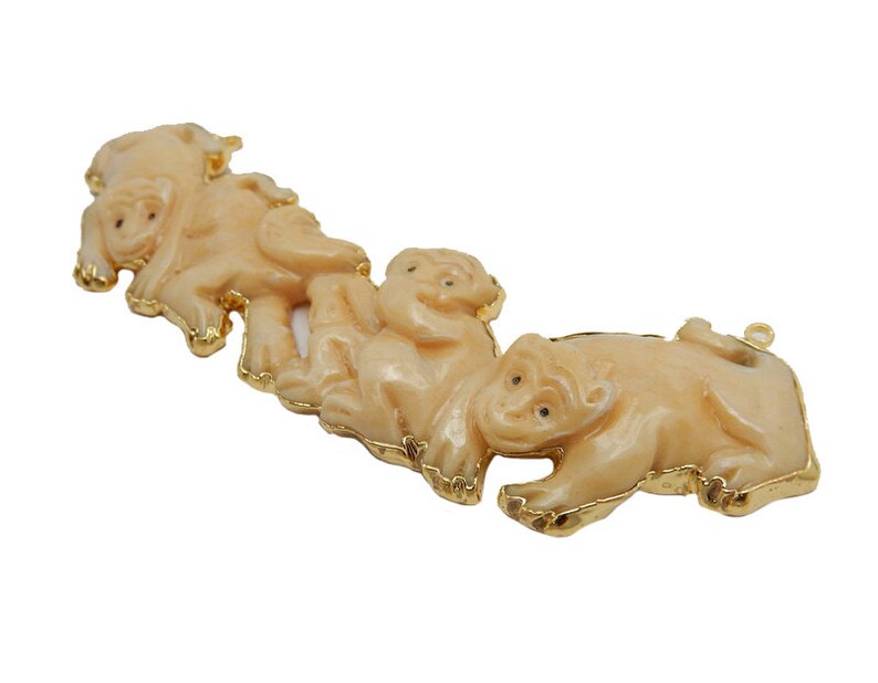 Monkey Connector JUMBO White Bone Monkey Double Bail Pendant | Etsy