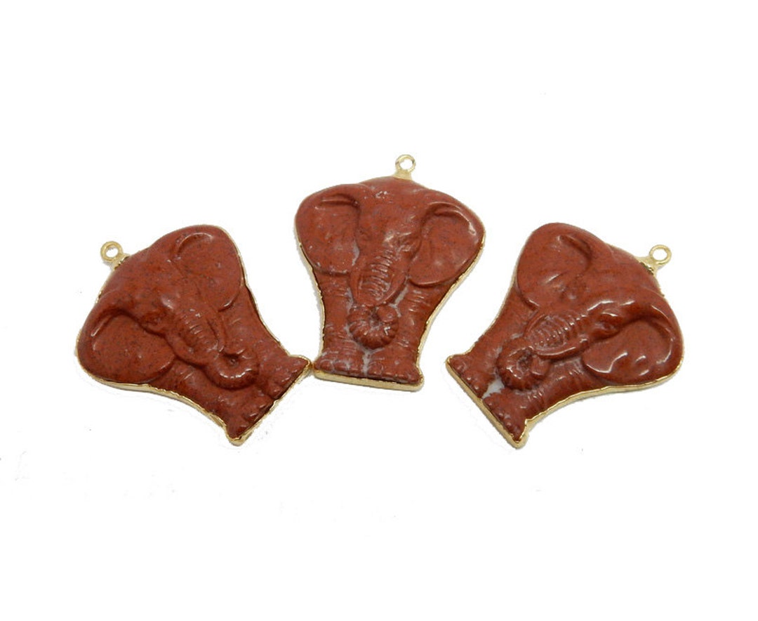 Red Jasper Elephant Pendant With Electroplated 24k Gold Edge (S95B14-10 ...