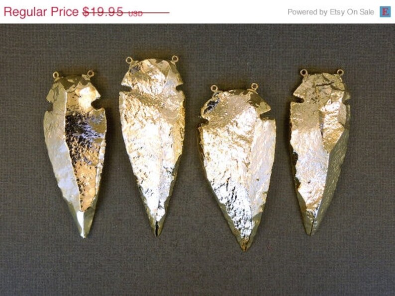 Arrowhead dipped in 24k gold layered double bail pendant | Etsy