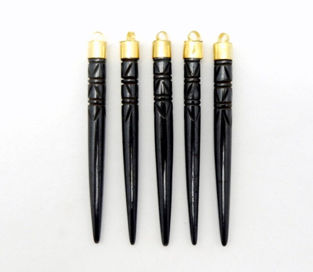 Black Bone Carved Spike With Gold Toned Brass Cap (S95B8-02) - Etsy
