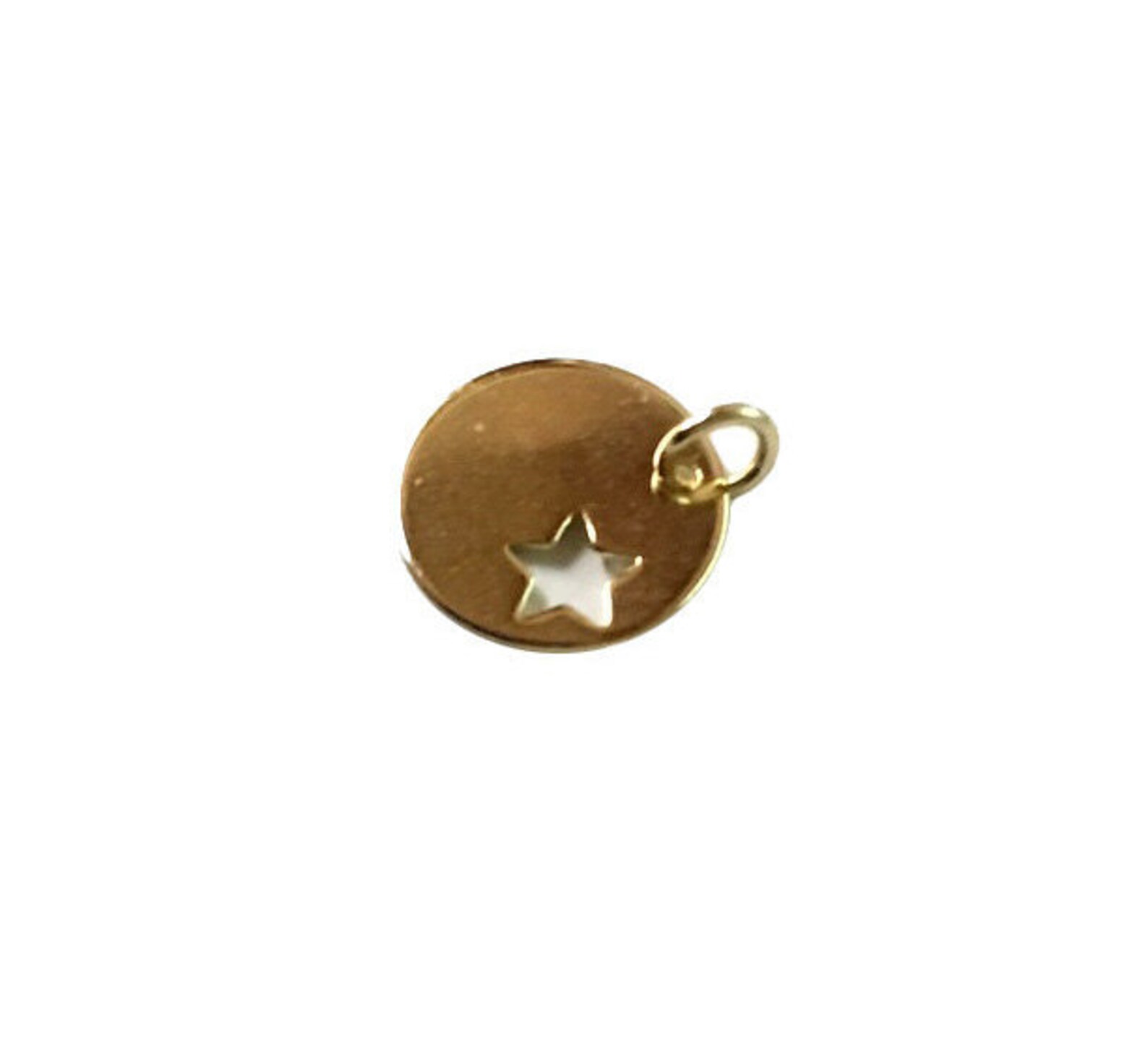 10% off Gold Round Star Charm Tiny Gold Vermeil Round Star Charm LA-133 ...