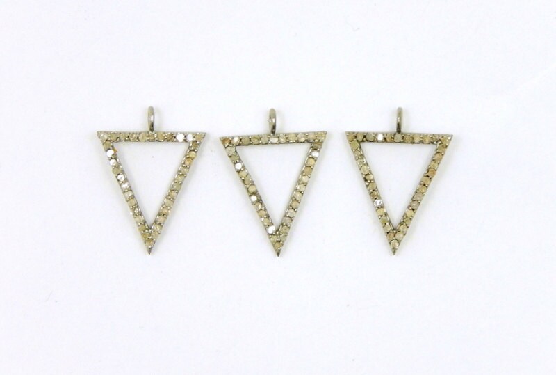 Pave Diamond Triangle Oxidized Sterling Silver With Pave - Etsy