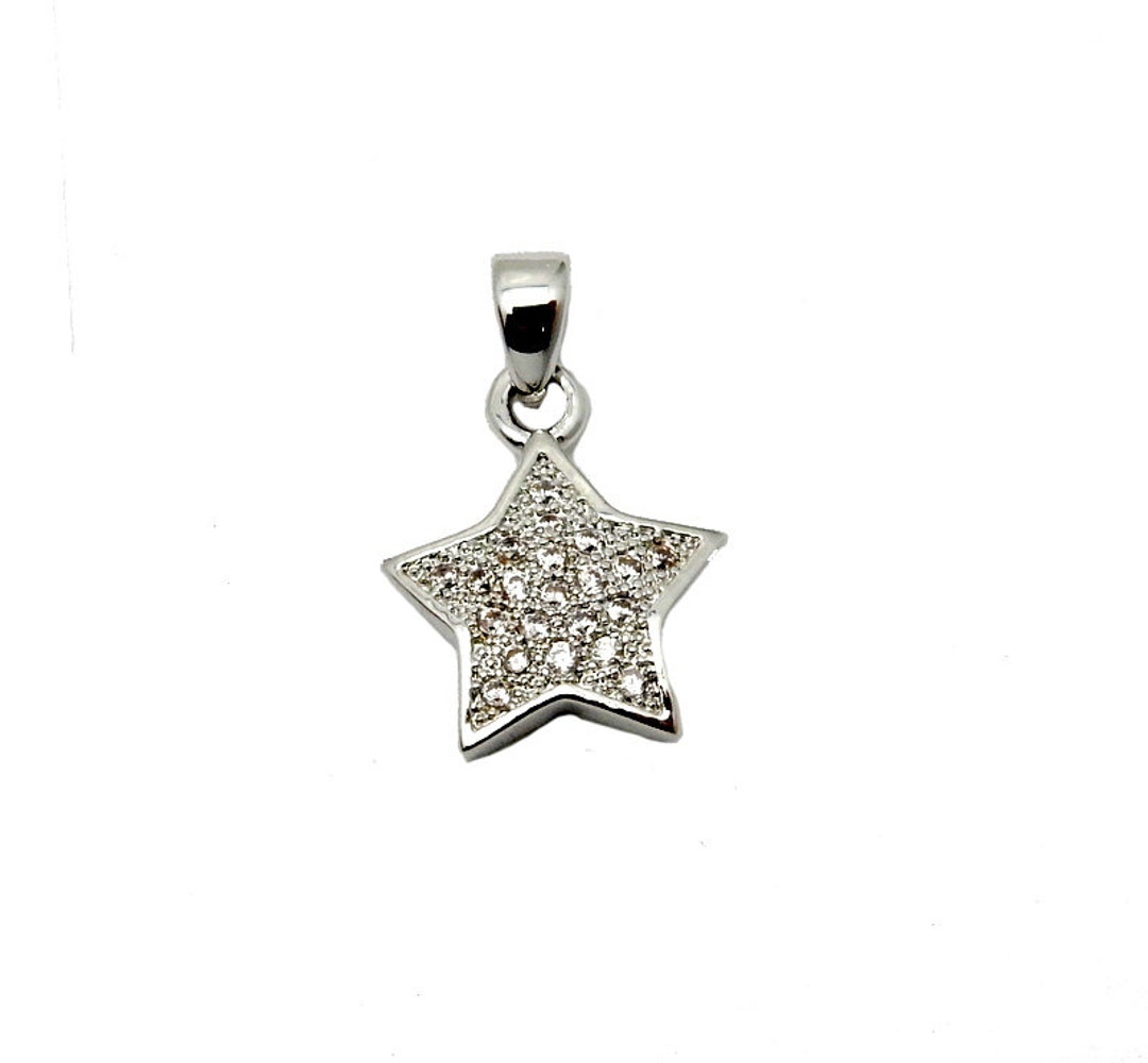 Rhinestone Star Charm -- Silver Plated Rhinestone Pendant With ...