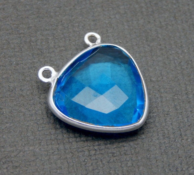 Blue Topaz Station Triangle Double Bail Pendant 15mm Sterling - Etsy