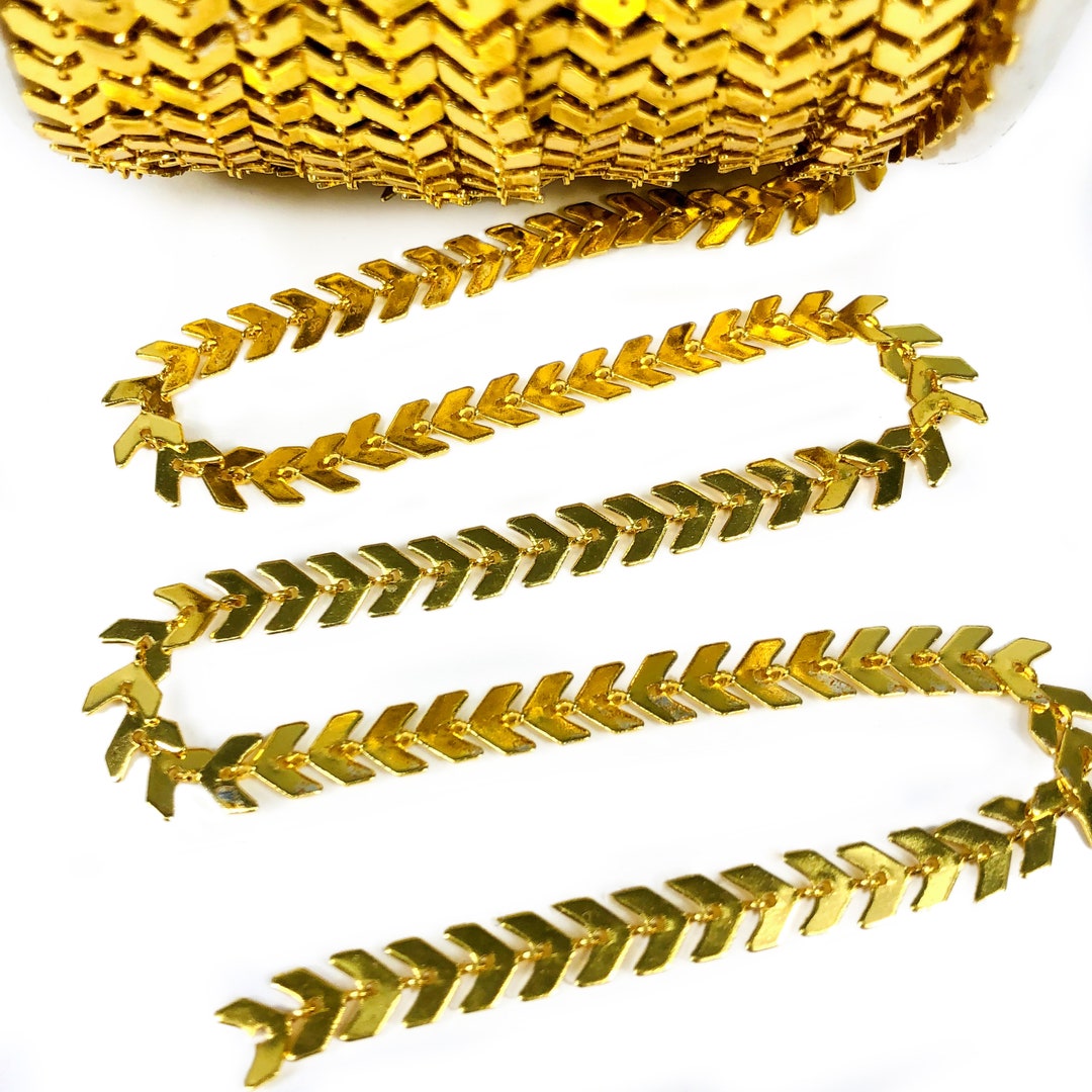 Gold Plated Chevron Chain 4mm -- by 1,5, or 10 FT (CHN-489) - Etsy