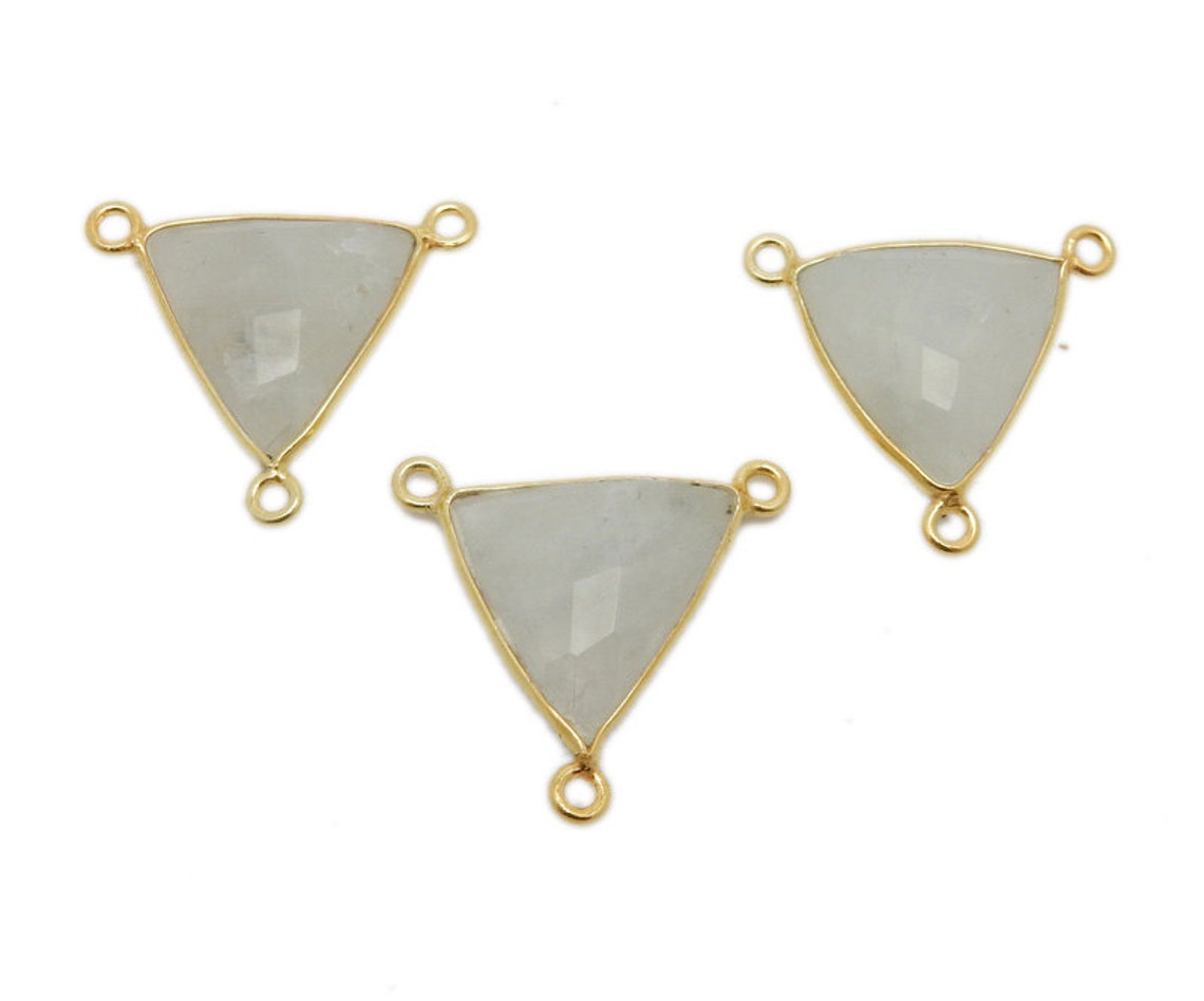 Moonstone Triangle Trillion Bezel Triple Bail Connector - 15mm X 17mm ...