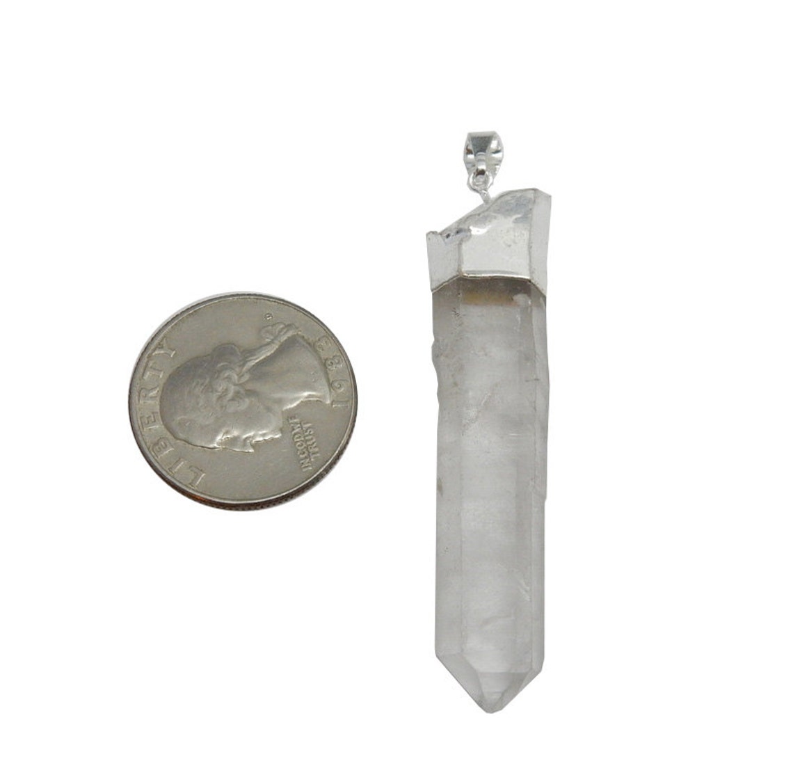 Thin Long Crystal Quartz Point Pendant With Electroplated - Etsy