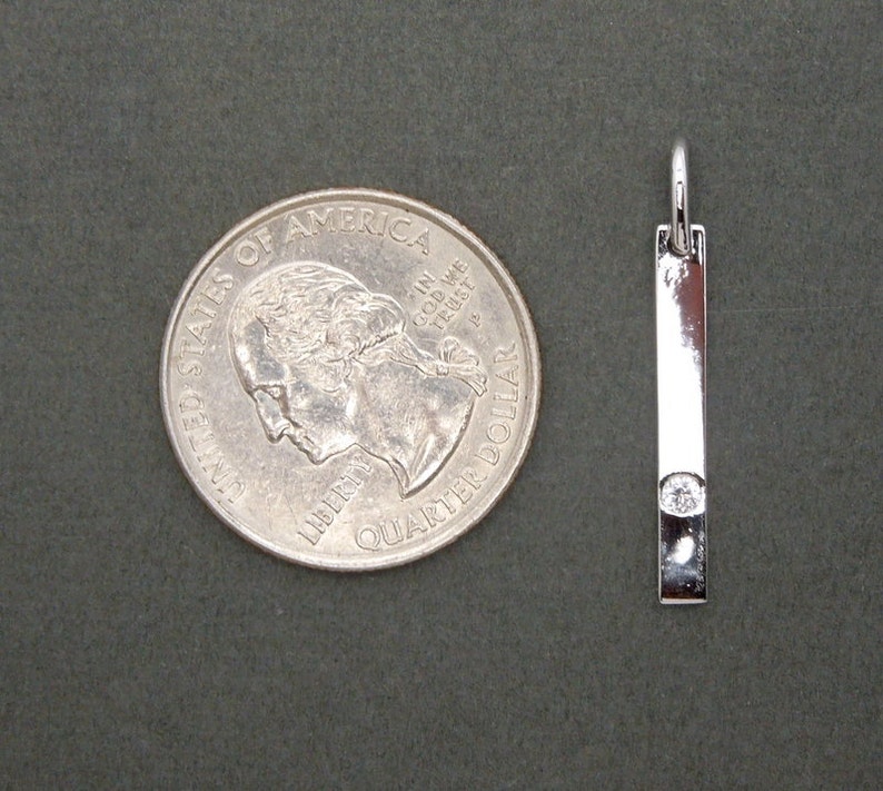Sterling Silver Bar With Rhinestone Accent Charm Pendant (LA-55) - Etsy