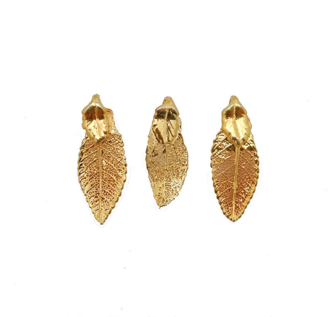 Persimmon Petite Leaf -- Lovely 24k Gold Electroplated Leaves Pendants ...