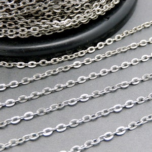 Antique Silver Chain -- Silver Toned Oval Link Wire Cable Chain-- (CHN ...