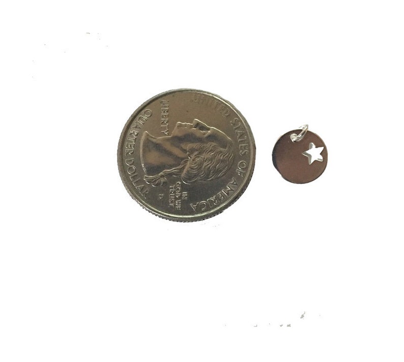 Round Star Charm Tiny Sterling Silver Round Star Charm - Etsy