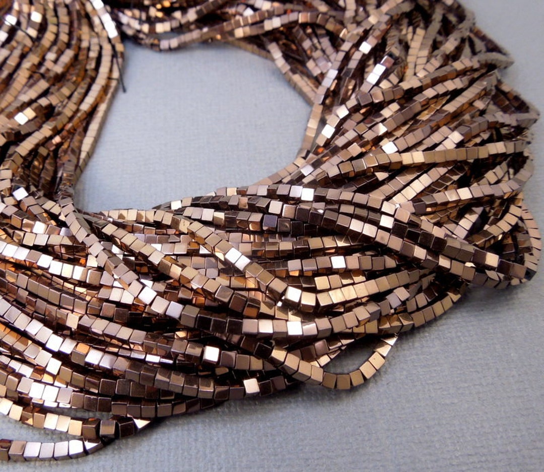 Hematite Cube Beads-- 2mm Copper Hematite Cube Beads-- 1 STRAND (S45B7 ...