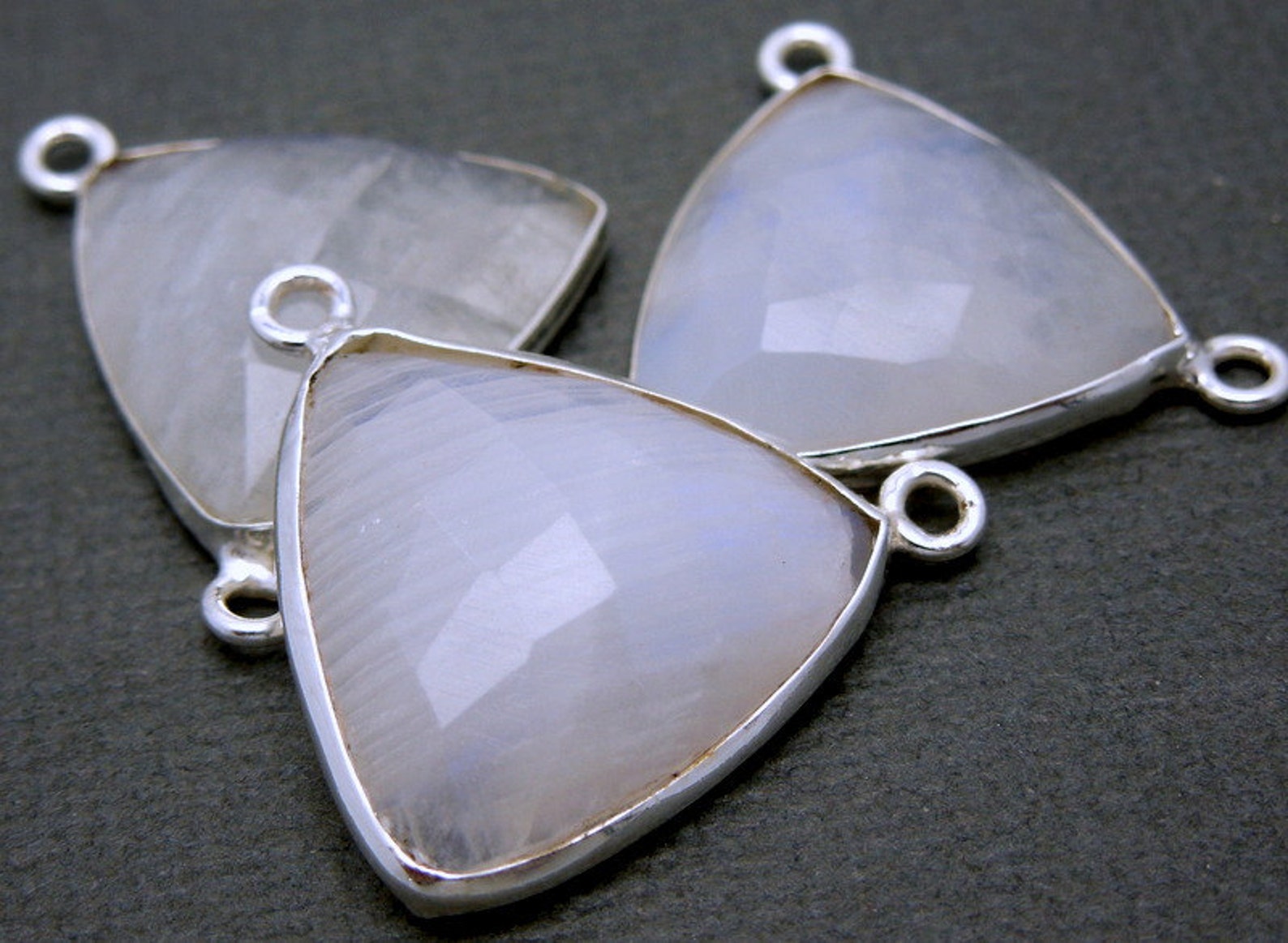 Rainbow Moonstone Trillion Cut Double Bail Pendant 19mm | Etsy