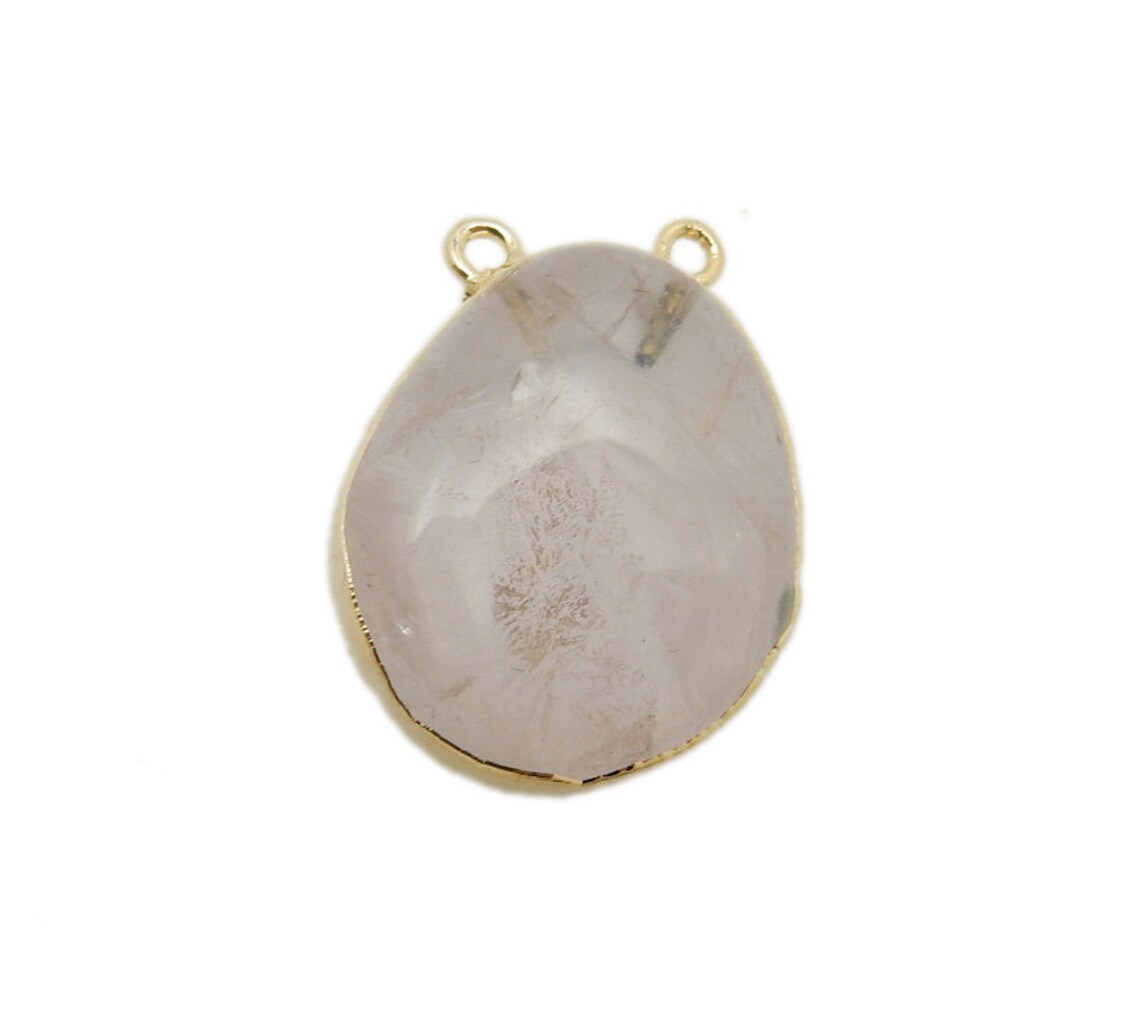 Rose Quartz Tumbled Stone Double Bail Pendant With - Etsy