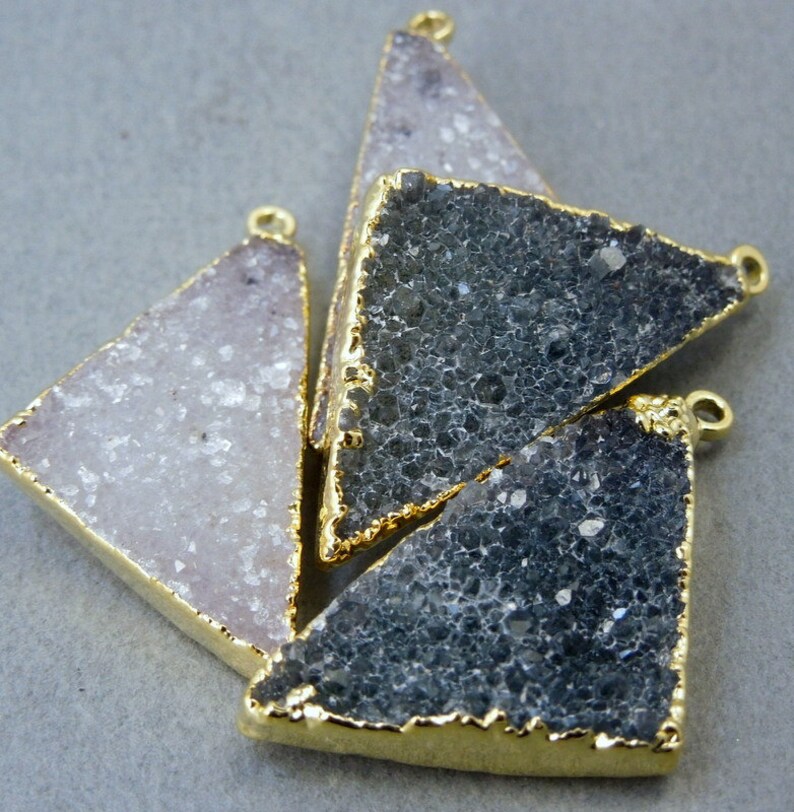 Druzy Triangle Charms Pendants Pair With 24k Gold - Etsy