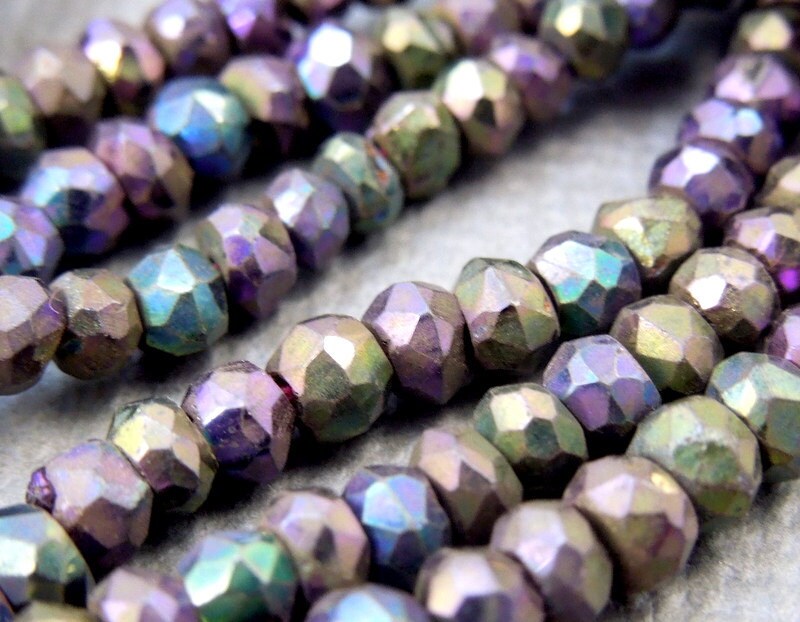 Pyrite Beads - 1 STRAND- 4mm Titanium Treated Purple Pyrite Rondelle ...