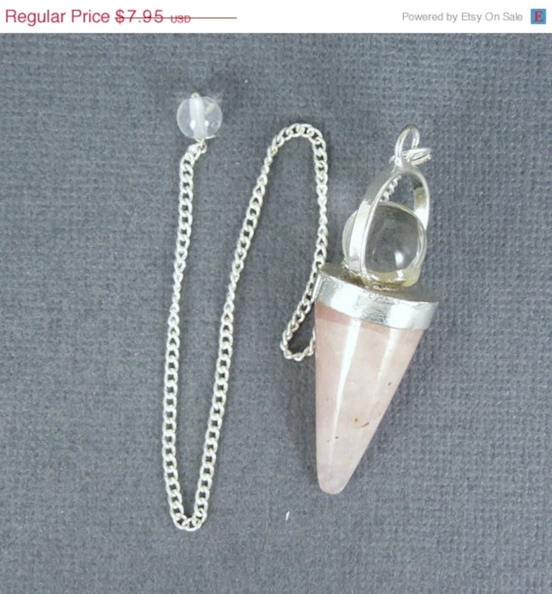 Rose Quartz Point Pendulum Pendant-- Rose and Crystal Quartz Point ...