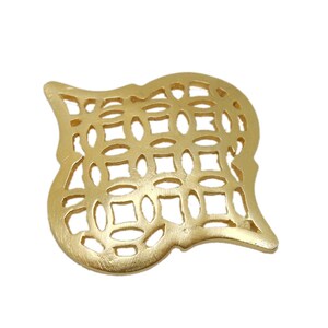 Gold Toned Drop Pendant With Intricate Designs - Gold Toned Brass Charm ...