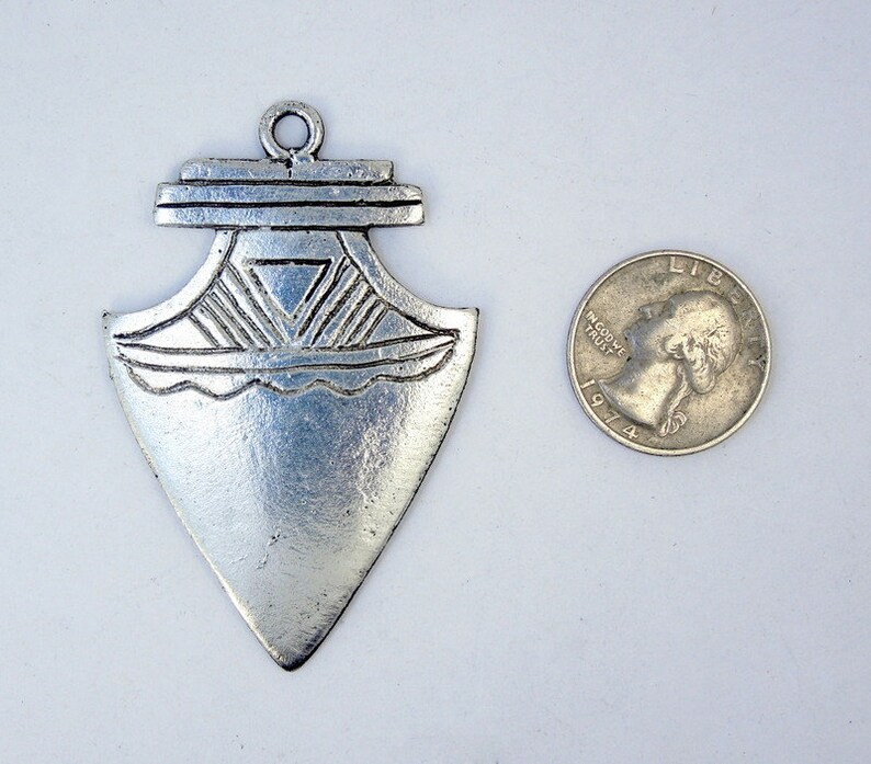 Brass Pendant Silver Tone Engraved Arrowhead Pendant | Etsy