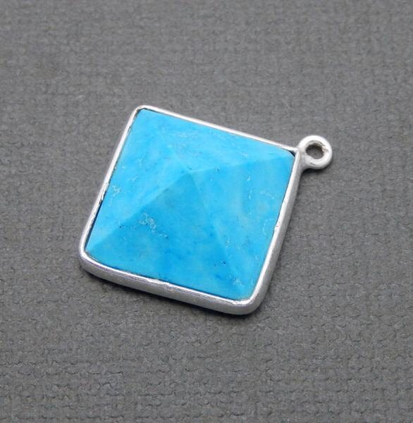 Turquoise Howlite Station Pyramid Pendant 16mm Sterling - Etsy