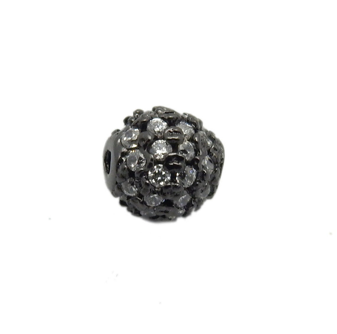 Tiny Rhinestone Sphere Bead/pendant Oxidized Sterling Silver - Etsy