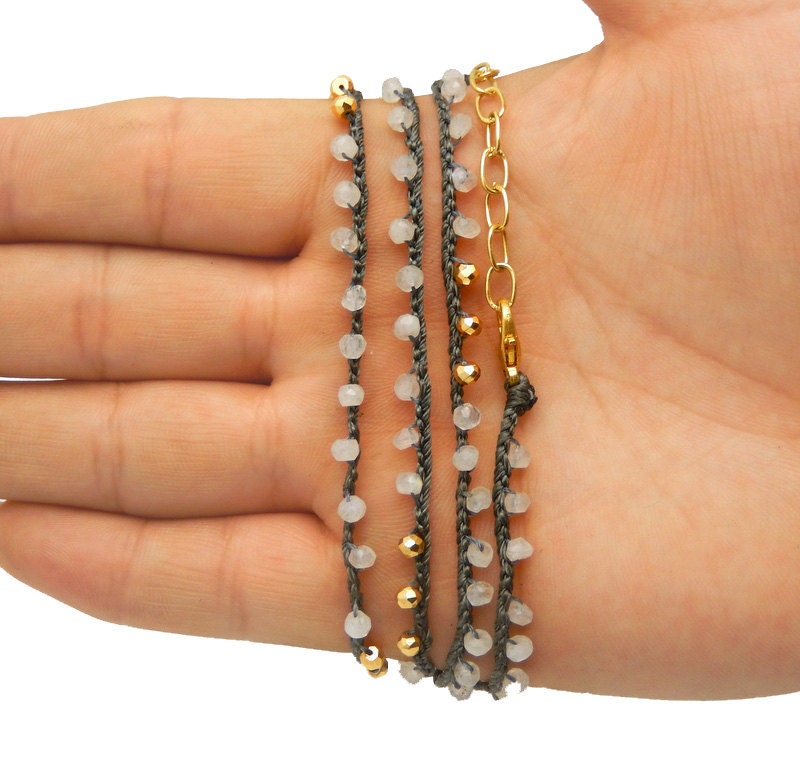 Gemstone Beaded Chain Finished 18 Moonstone and Gold | Etsy