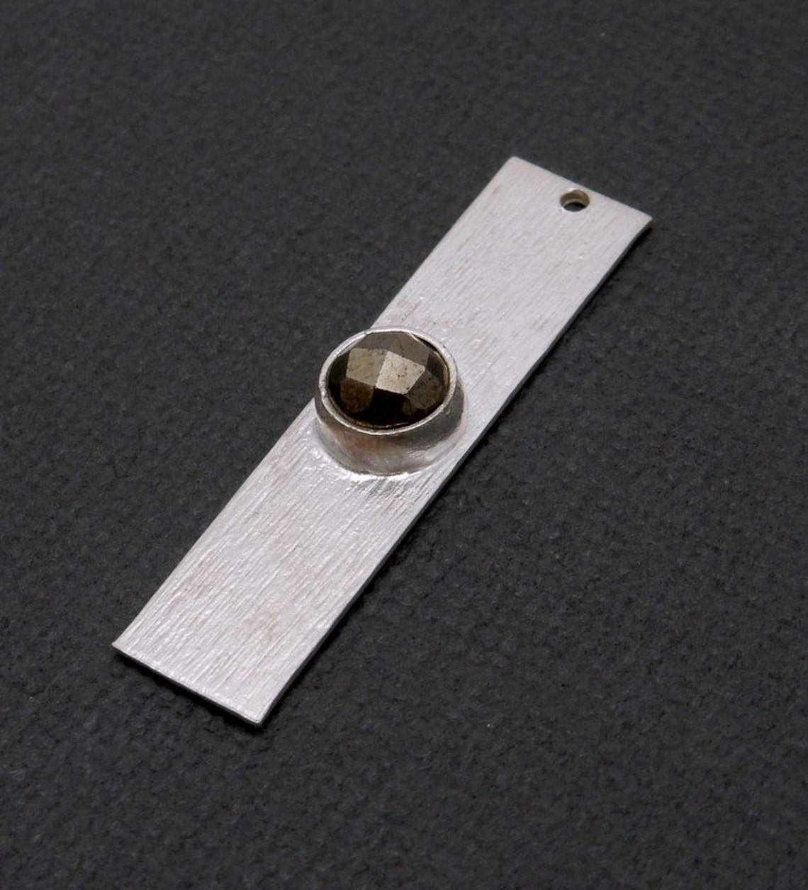 Pyrite Gemstone Bar -- Sterling Silver Bar Link With Gemstone Bezel ...