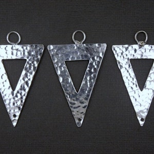 Hammered Triangle Pendant Connector - Silver Toned Brass Hammered ...