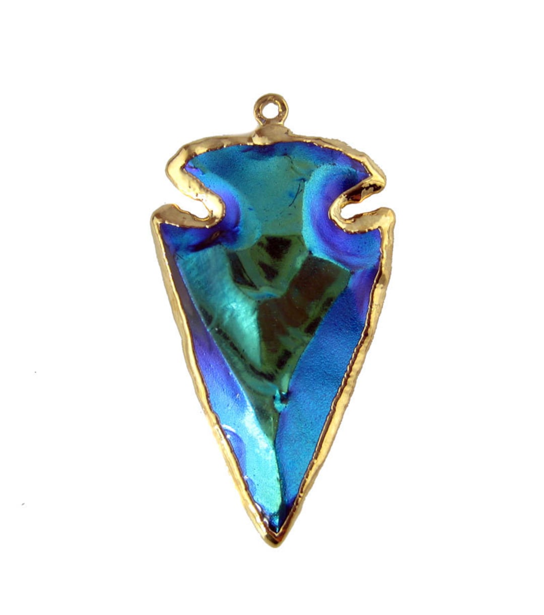 Arrowhead Pendant-- Mystic Blue Titanium Arrowhead With 24k Gold ...